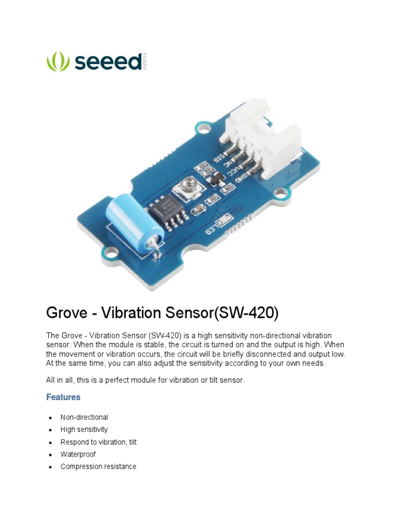 Grove Vibration Sensor SW-420 Web | PDF | Arduino | Computer Engineering