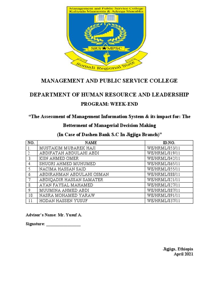 The Assessment of Management Information System | PDF | Banks ...
