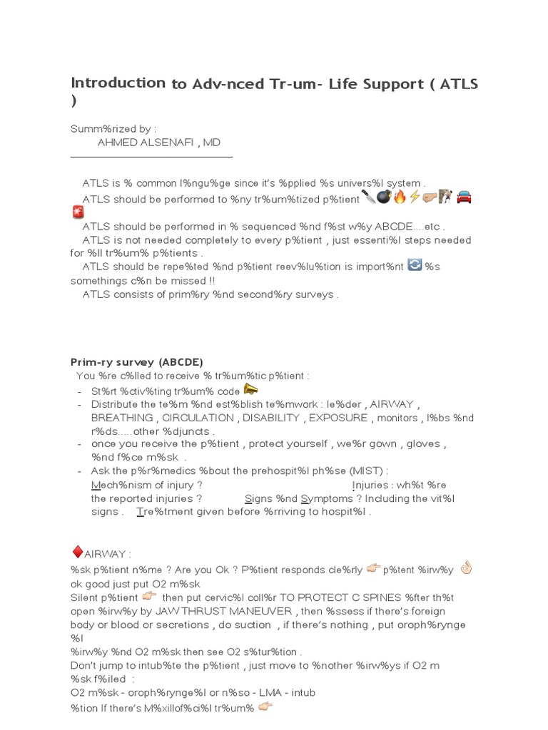 Advanced Trauma Life Support (ATLS) | PDF | Medical Specialties ...