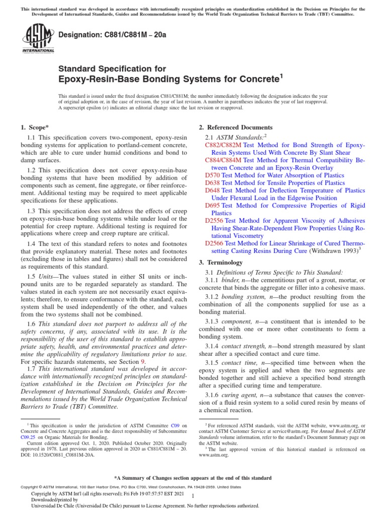 Epoxy-Resin-Base Bonding Systems For Concrete | PDF | Concrete | Epoxy