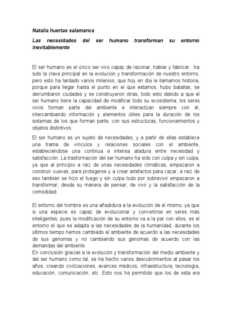 El Ser Humano Es El Único Ser Vivo Capaz de Razonar | PDF