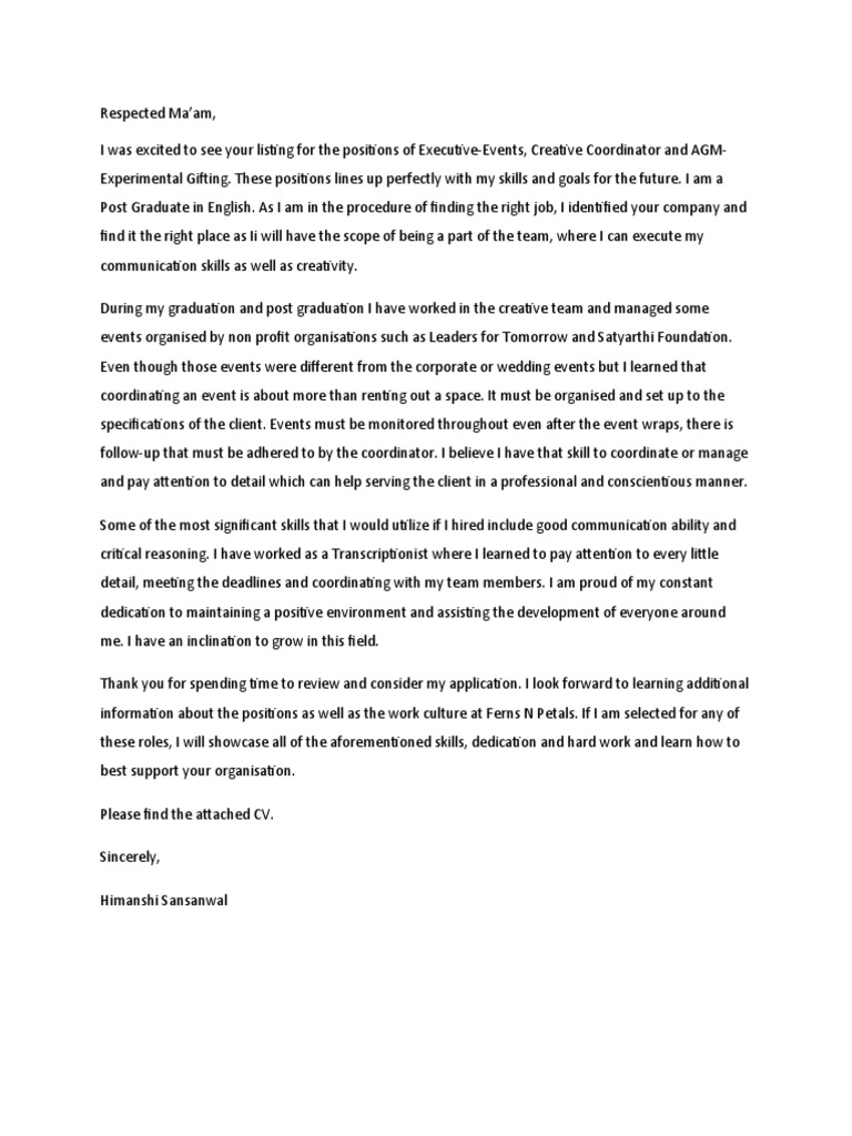 Cover Letter FNP | PDF