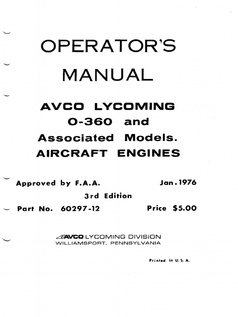 Lycoming O360 A4M Operator Guide | PDF