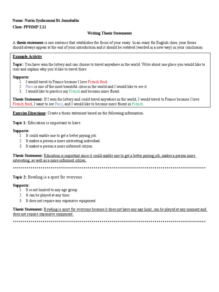 Writing Effective Thesis Statements: A Guide to Developing Focused and ...