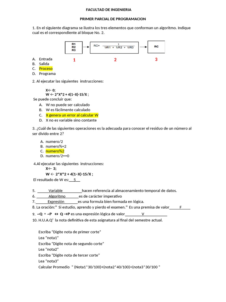 Primer Parcial Programación | PDF