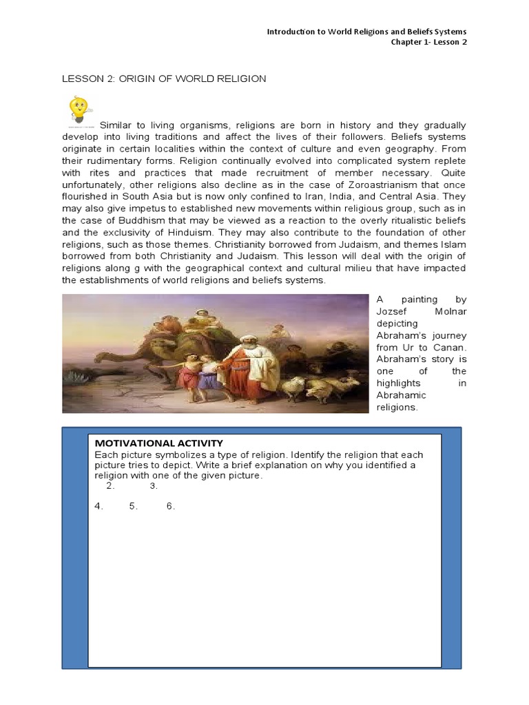 Motivational Activity: Introduction To World Religions and Beliefs ...