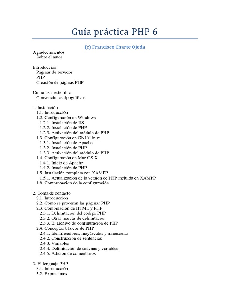 Guía Práctica PHP 6. (C) Francisco Charte Ojeda | PDF | Php | Mi sql
