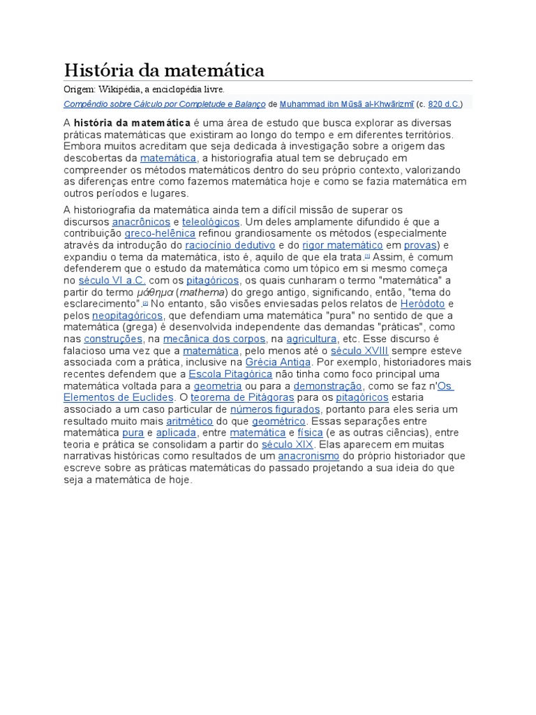 Historia Da Matematica | PDF | Matemática Historia Da Matematica | PDF | Matemática