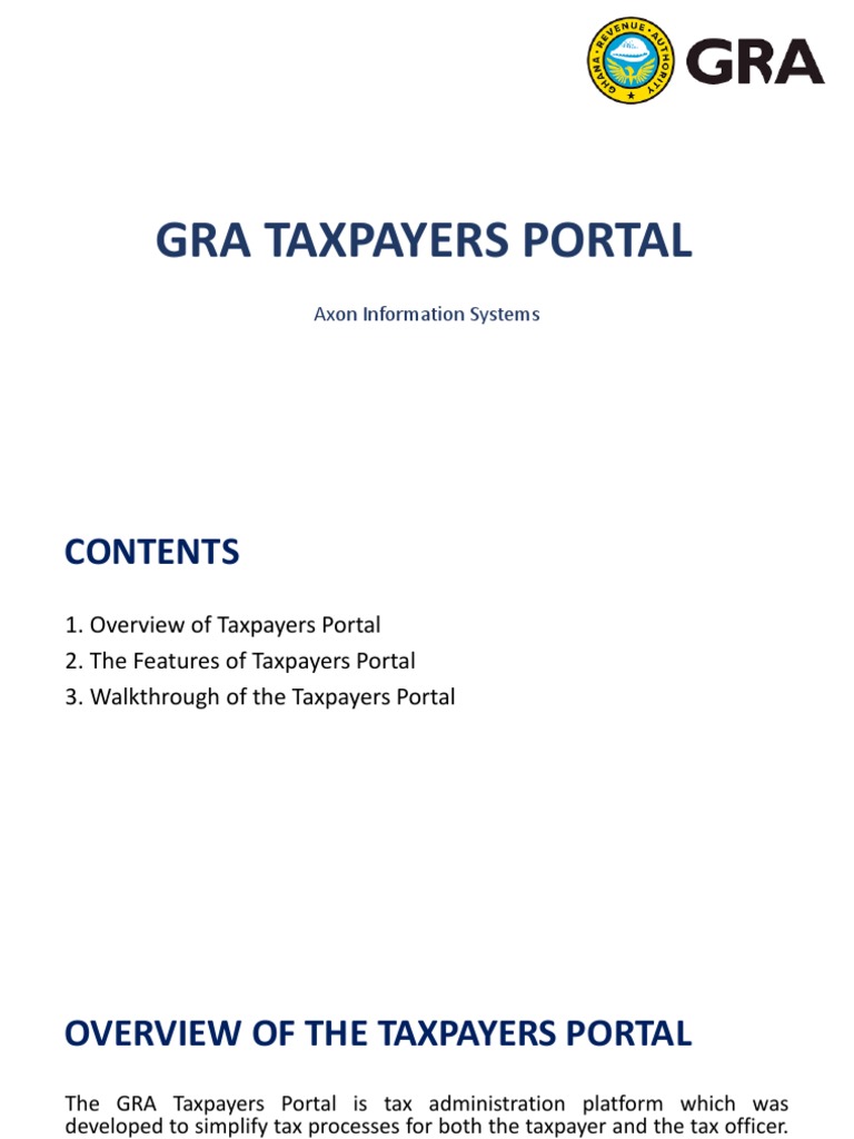 GRA Taxpayers Portal Overview and Guide | PDF | Receipt | Taxpayer