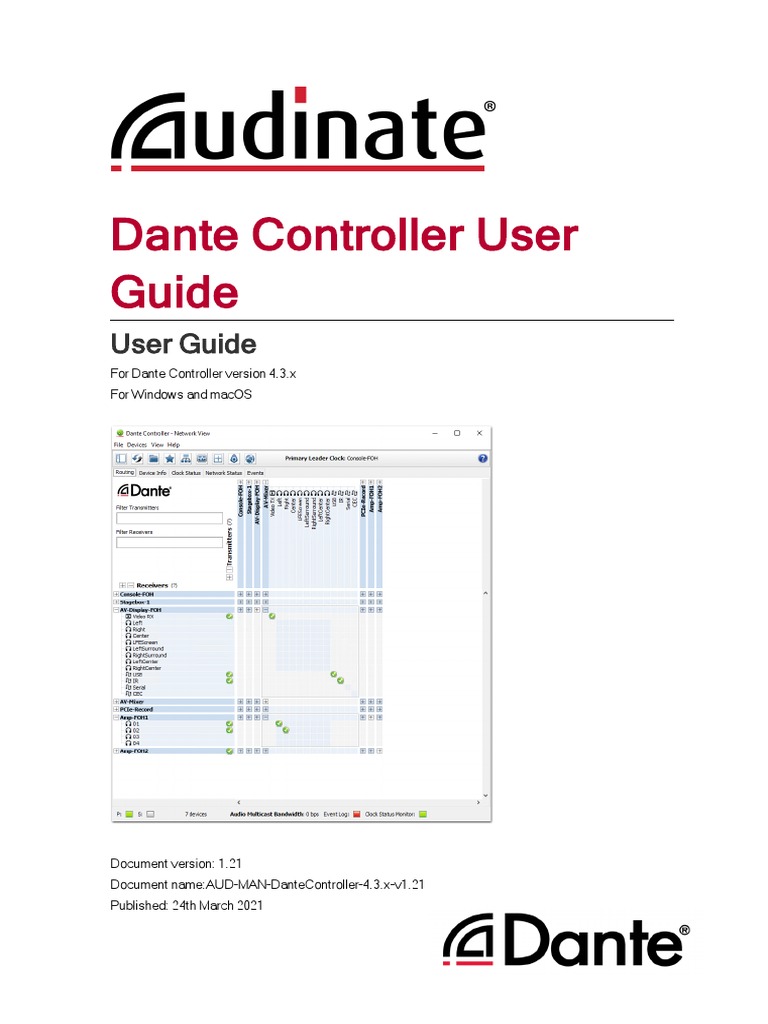 Dante Controller-4.3.x-V1.21 User Guide | PDF | Computer Network ...