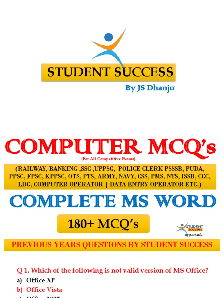 MS Word Complete Mcqs PDF | PDF | Microsoft Word | Page Layout