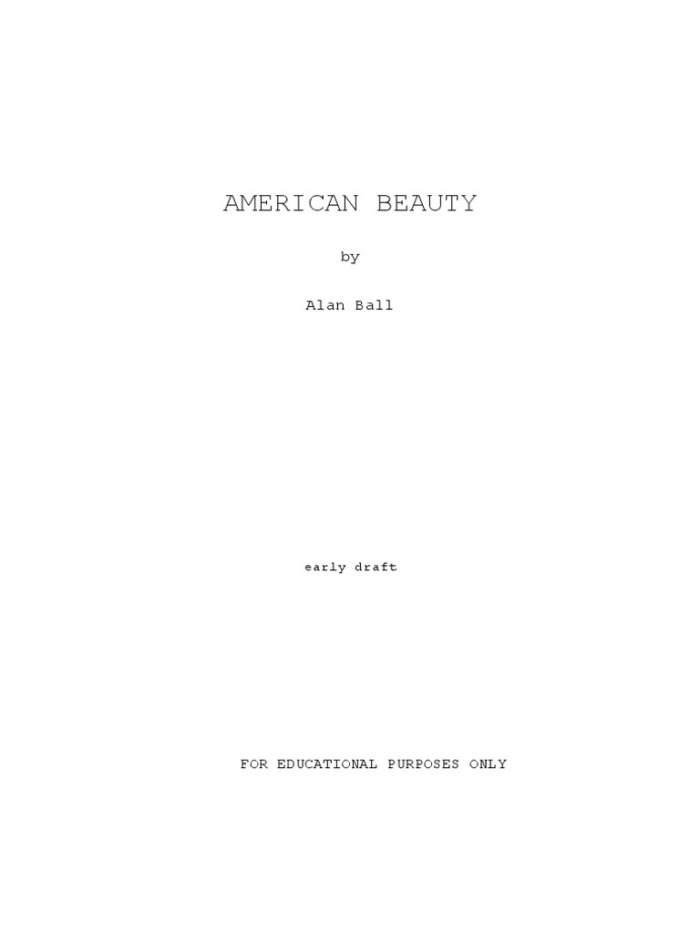 American Beauty Early Draft Script | PDF | Leisure