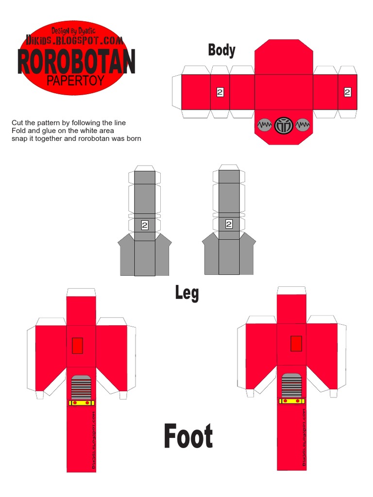 Blog Paper Toy Papertoy Rorobotan Dyadic Template | PDF