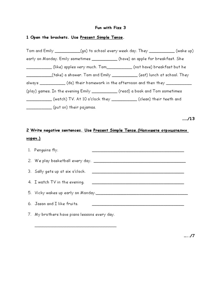 Exercises On Present Simple | PDF