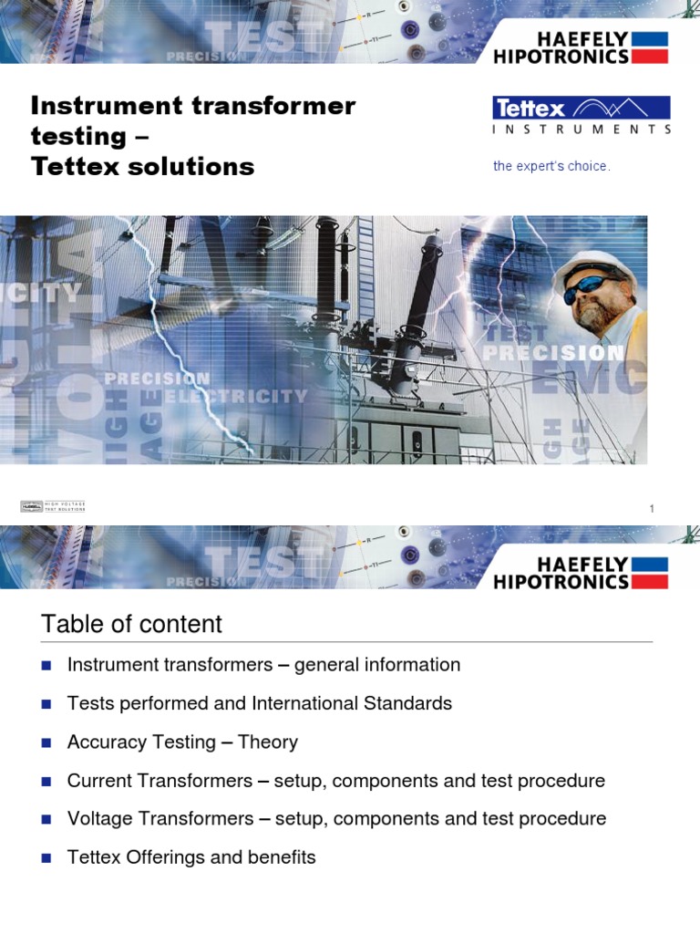 Instrument Transformer Testing - Tettex Solutions: The Expert S Choice ...
