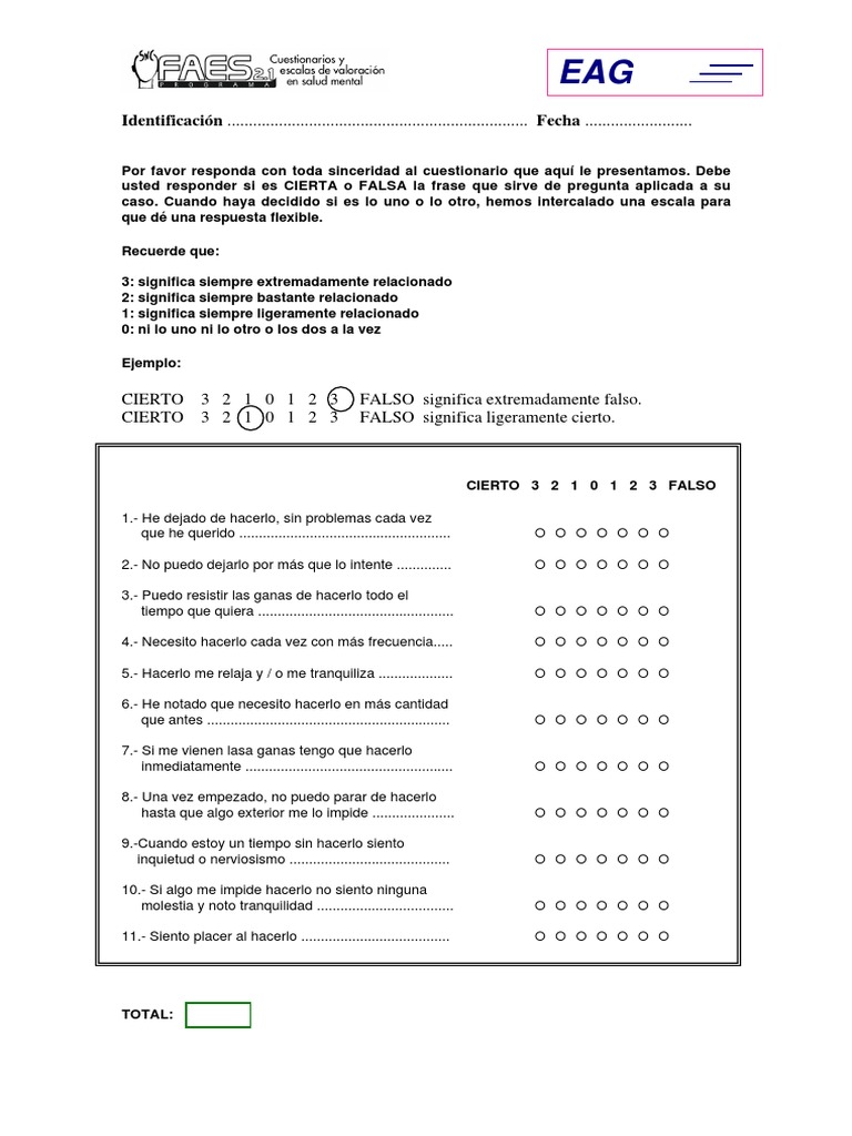 EAG - Escala de Adiccion General | PDF