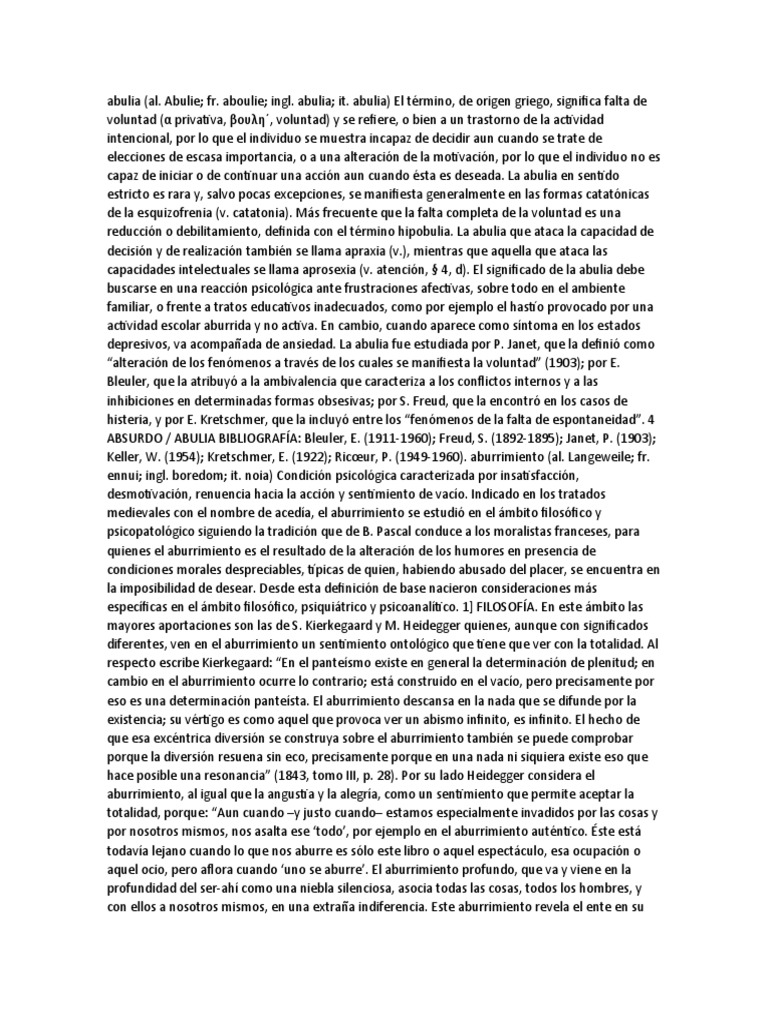 Abulia: Definición y Ejemplos | PDF | Psicoanálisis | Mente inconsciente
