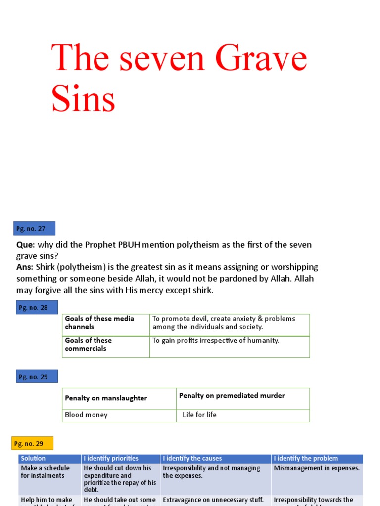 The Seven Grave Sins | PDF | Religious Belief And Doctrine | Religious ...