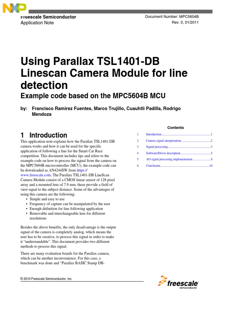 Using Parallax TSL1401-DB Linescan Camera Module For Line Detection | PDF | Analog To Digital ...