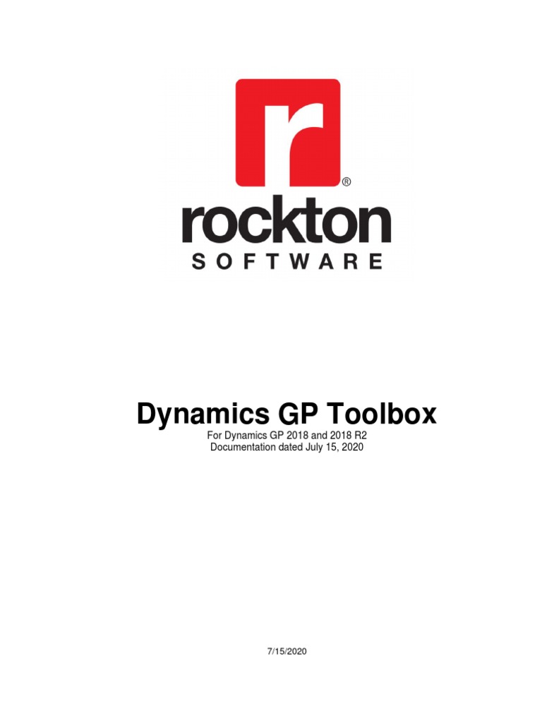 Dynamics GP Toolbox Manual For Microsoft Dynamics GP 2018 and GP 2018 ...