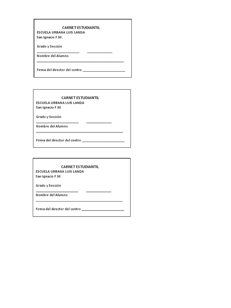 Modelo de Carnet Estudiantil Editable | PDF | Crecimiento personal y ...