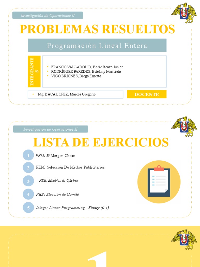 Ejercicios - Programación Entera | PDF | Matemáticas Aplicadas | Procesos de negocio