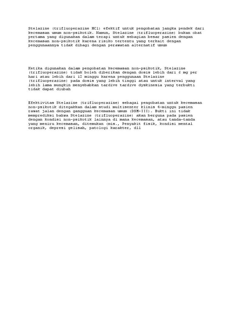 Stelazine: Panduan Penggunaan Aman | PDF