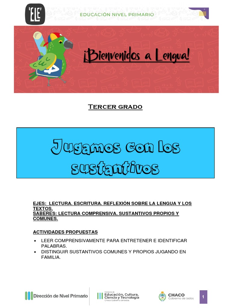 Actividades de 3° Grado - Jugamos Con Los Sustantivos | PDF | Caso de carta