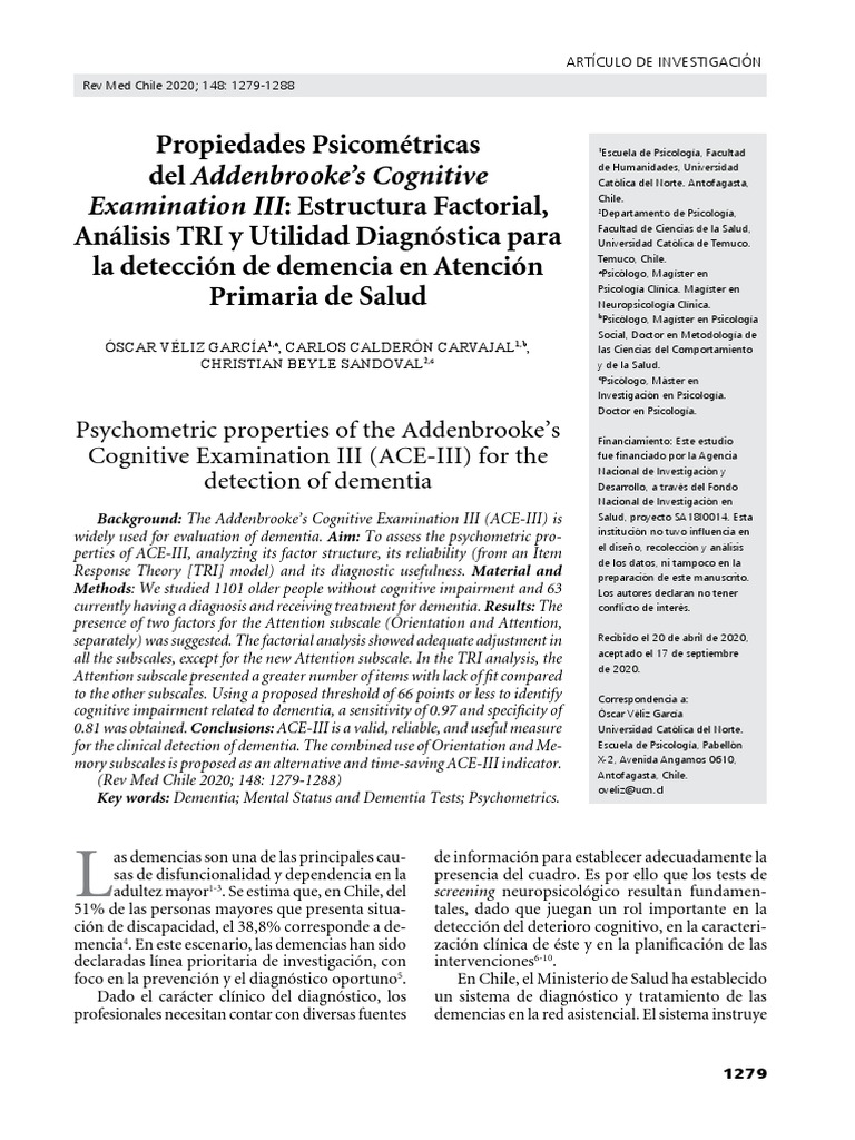 ACE III en APS | PDF | Característica Operativa del Receptor | Validez ...
