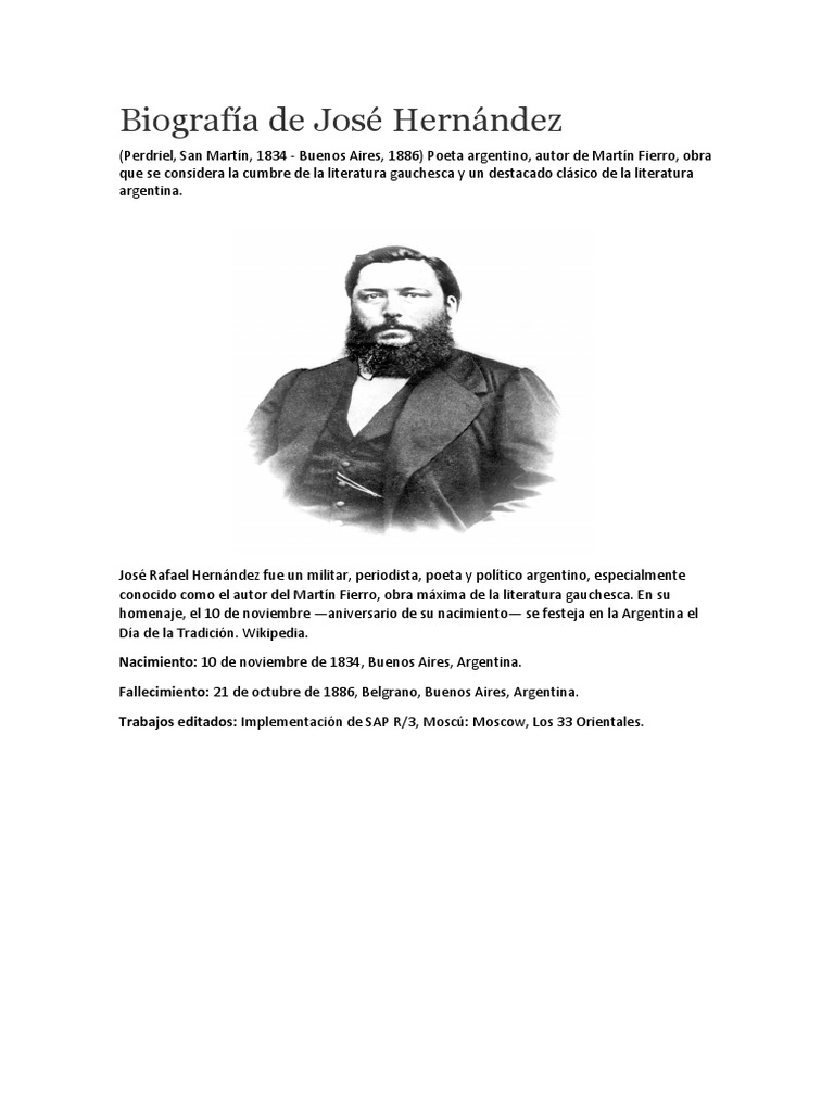Biografía de José Hernández | PDF