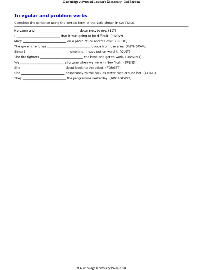 Irregular and Problem Verbs 01 | PDF | History