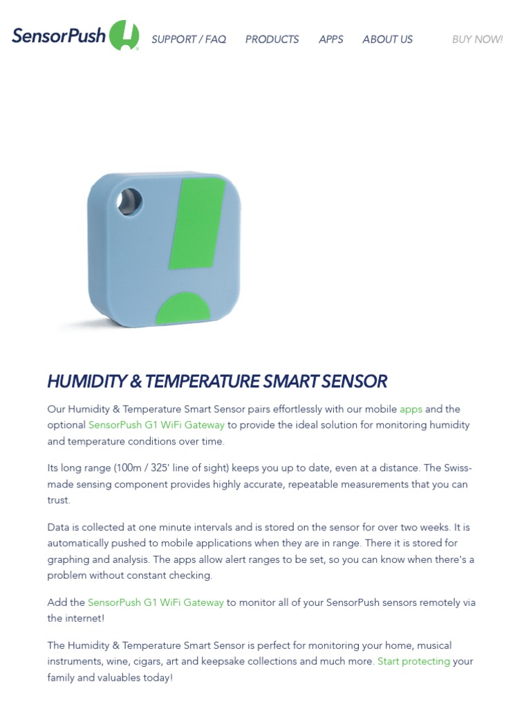 SensorPush HT1 Humidity & Temperature Smart Sensor Detailed ...