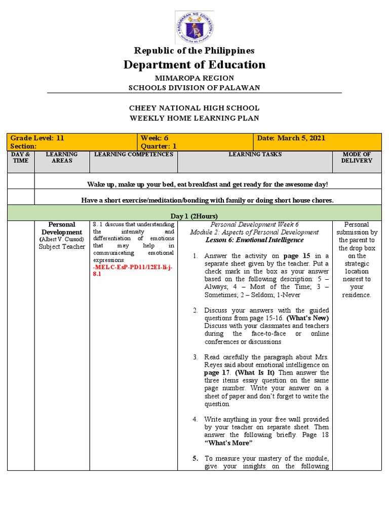 COT 1 - 2021 Perdev | PDF | Intelligence | Behavior Modification