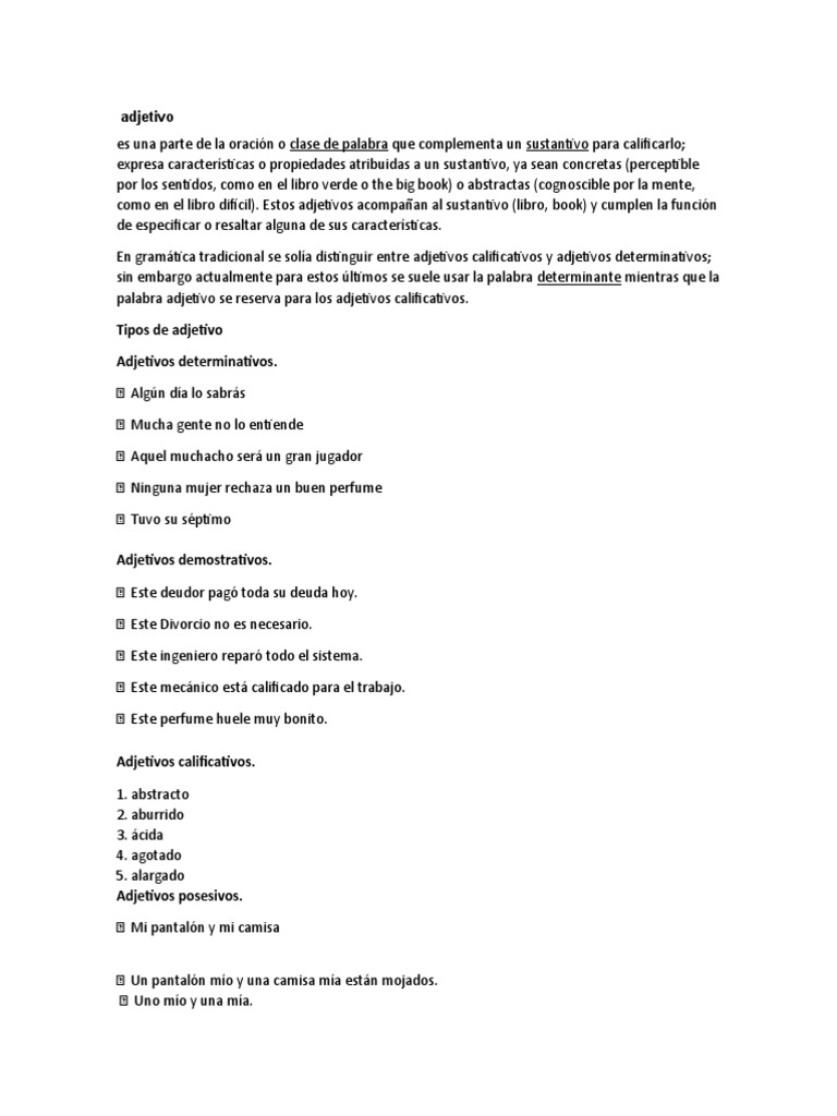 Adjetivo | PDF | Adjetivo | Verbo