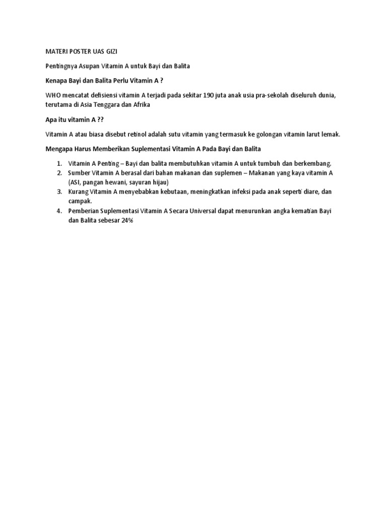 Materi Poster Uas Gizi | PDF | Ilmu Sosial | Kesehatan Holistik