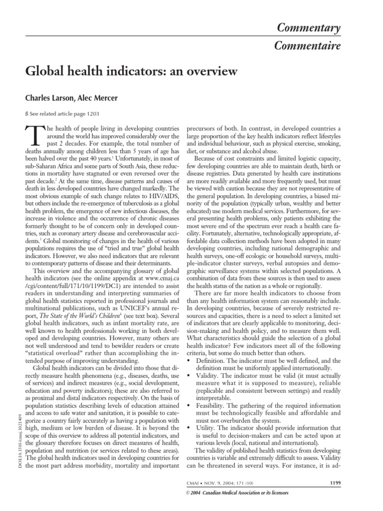 Global Health Indicators - An Overview | PDF | Developing Country ...