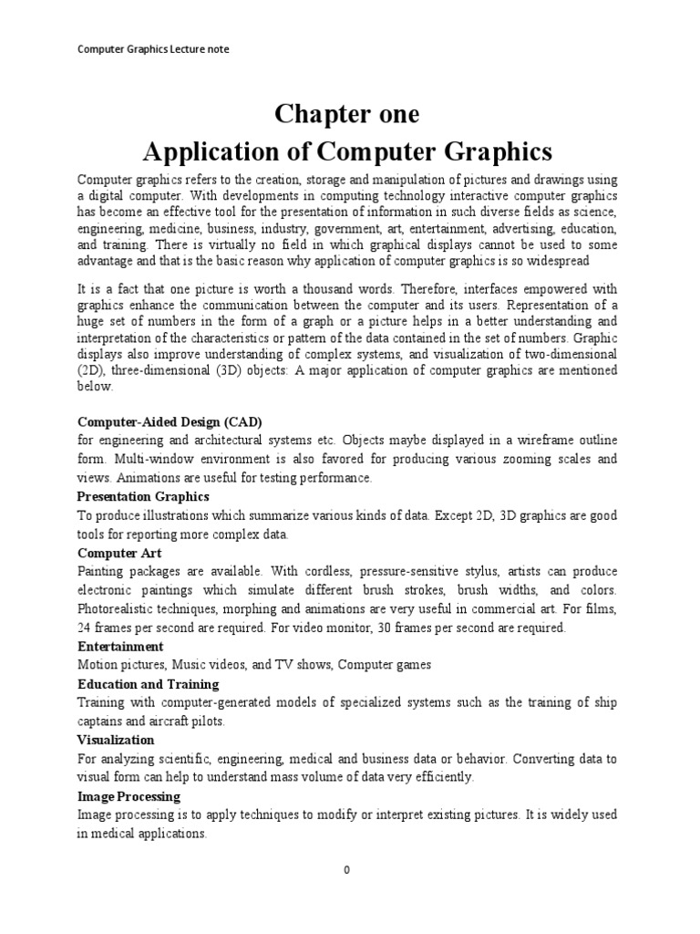 Chapter One Application of Computer Graphics: Computer-Aided Design ...