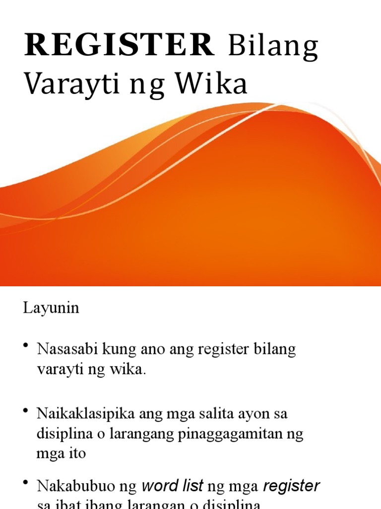 Register Bilang Varayti NG Wika | PDF