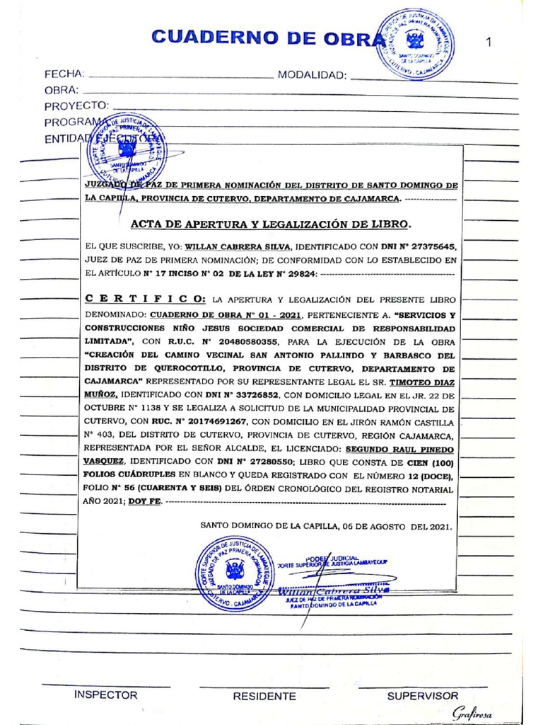 Cuaderno de Obra DESECHADO | PDF