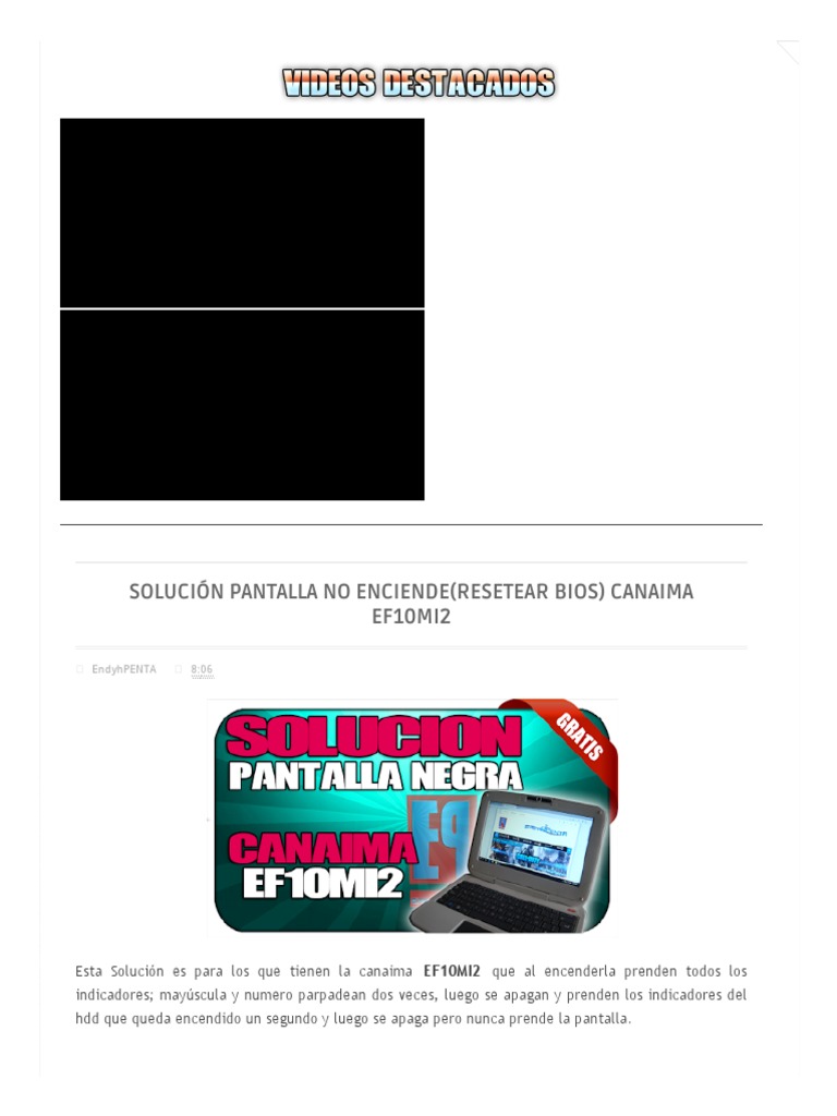 Solución Pantalla No Enciende (Resetear Bios) Canaima EF10MI2 ...