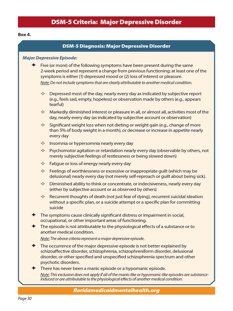 DSM-5 Major Depressive Disorder Guide | PDF | Major Depressive Disorder ...