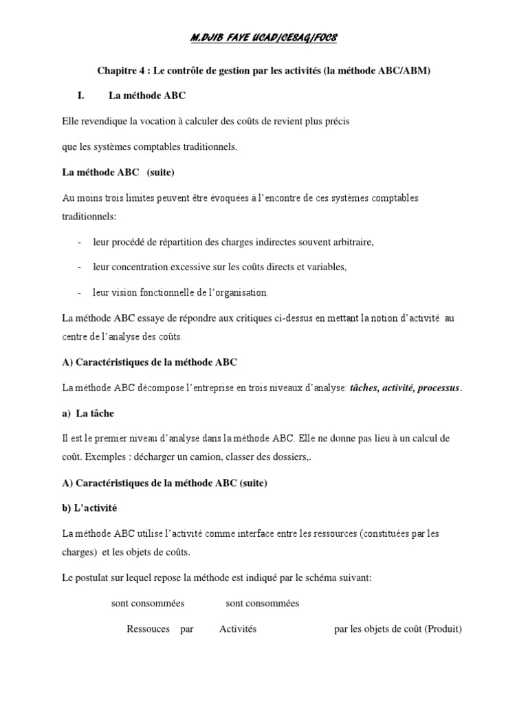 Méthode ABC et ABM en contrôle de gestion | PDF