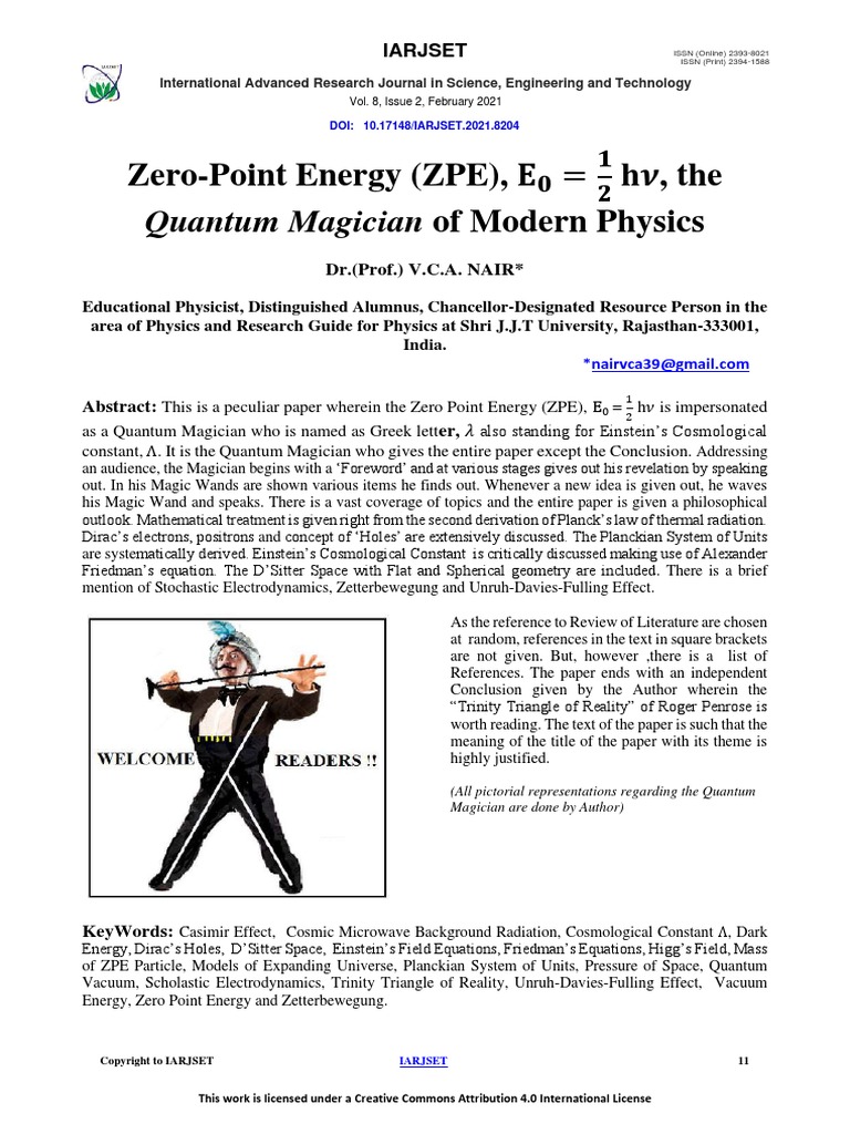Zero-Point Energy (ZPE), H: Quantum Magician of Modern Physics | PDF ...