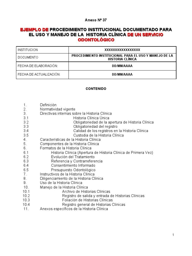 Anexo #37 Protocolo de Uso y Manejo Historia Clinica | PDF