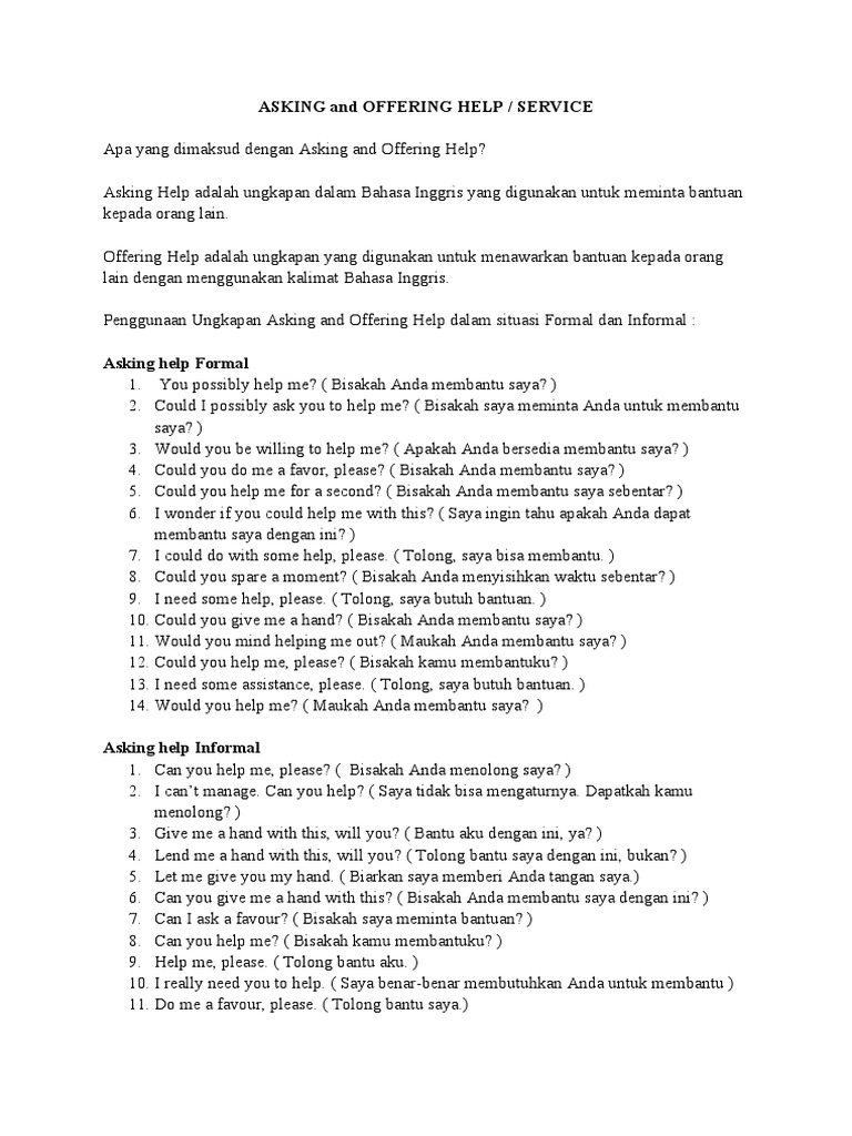 Asking And Offering Help Kd 3 1 Dan 4 1 Kelas Xii Pdf