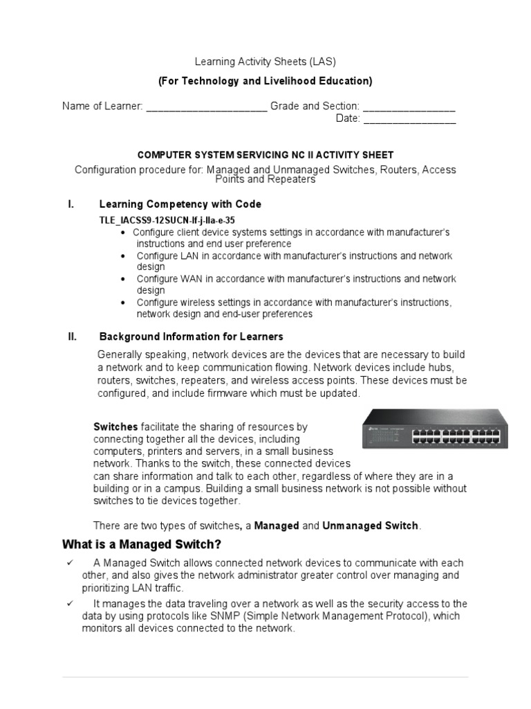 Grade 10-12 - Week 3 | PDF | Computer Network | Network Switch