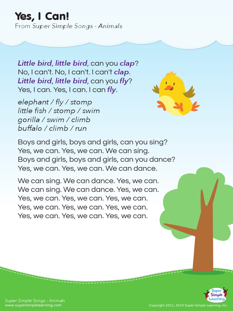 Yes, I Can!: Little Bird Little Bird Clap Clap Little Bird Little Bird ...