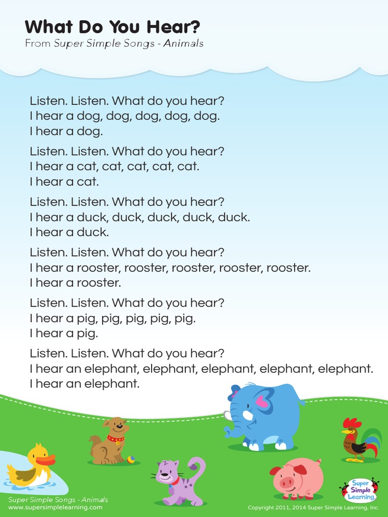 What Do You Hear?: From Super Simple Songs - Animals | PDF | Mammal ...