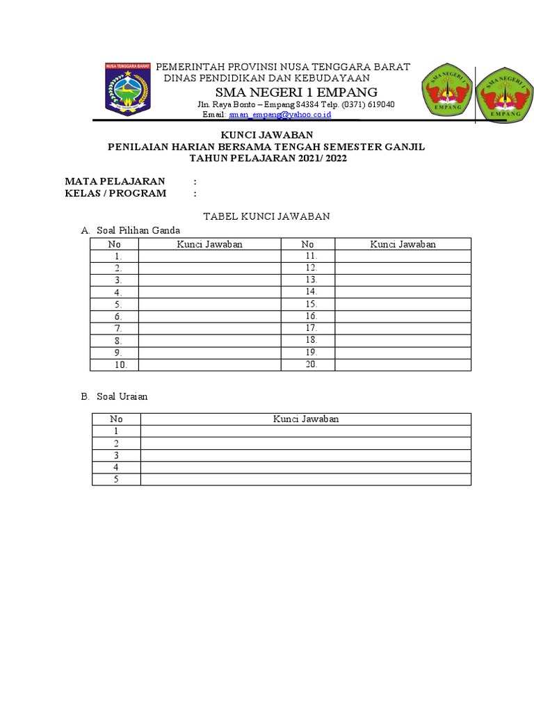 Format Kunci Jawaban | PDF