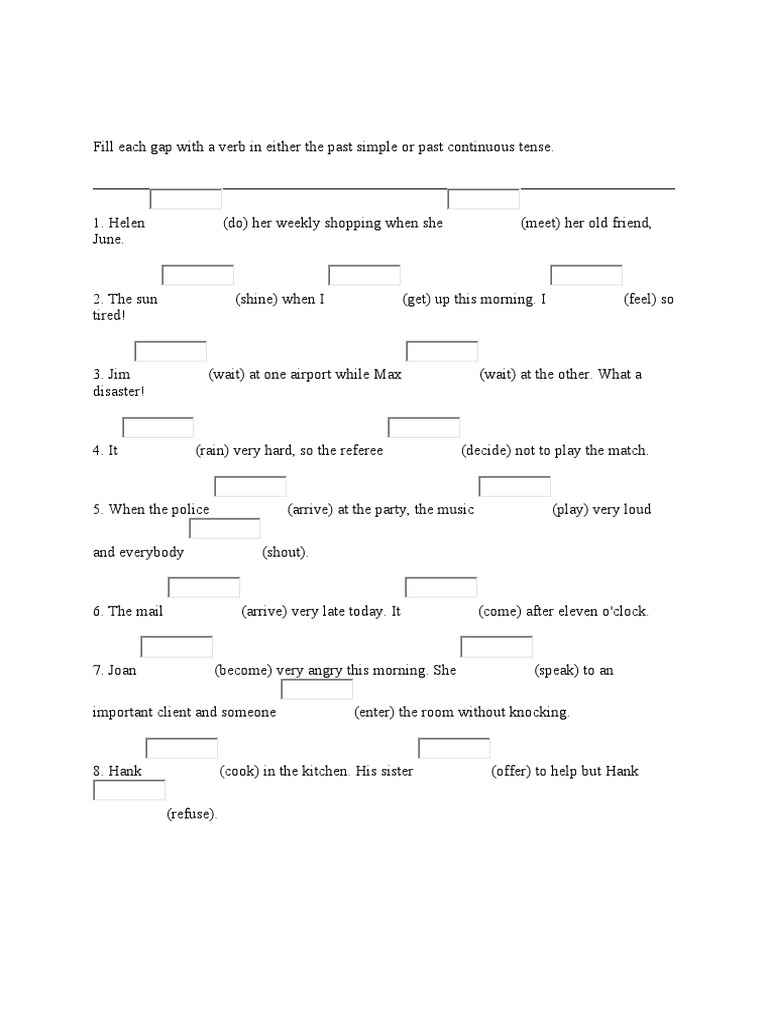 Exercises-Past Simple and Past Continuous | PDF